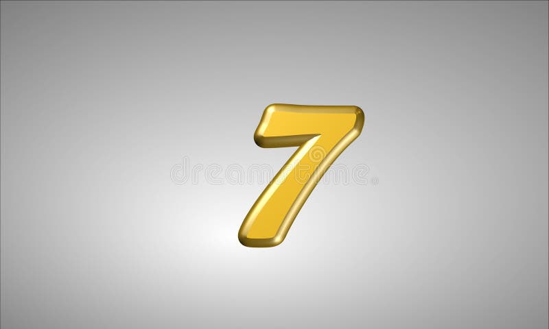 3D, symbol, gold, 7, seven stock illustration. Illustration of digital ...