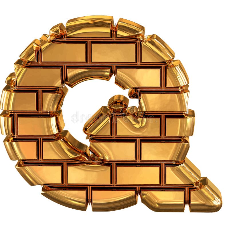 The 3d Symbol Made of Gold Bricks. Letter Q Stock Vector - Illustration ...