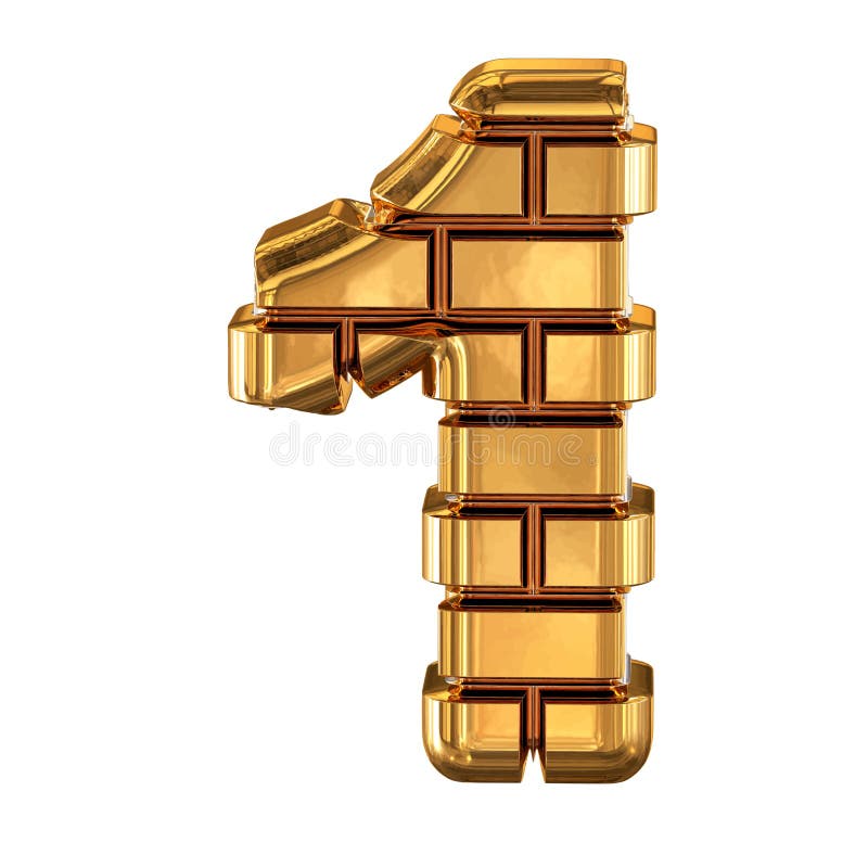 The 3d Symbol Made of Gold Bricks. Number 1 Stock Vector - Illustration ...