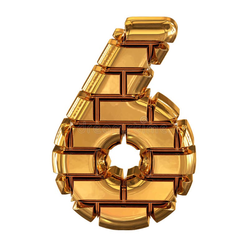 The 3d Symbol Made of Gold Bricks. Number 6 Stock Vector - Illustration ...