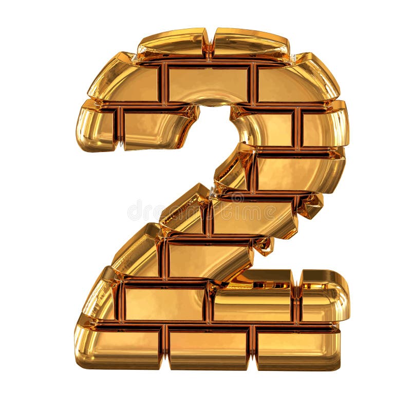 The 3d Symbol Made of Gold Bricks. Number 2 Stock Vector - Illustration ...