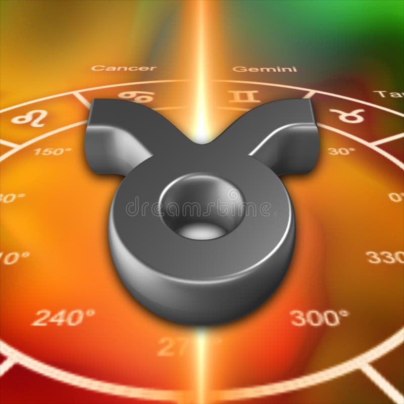 3D Symbols of Zodiac Sign Libra and Horoscope Wheel on the Orange ...