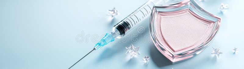 A 3D Syringe Gently Injects a Glowing Shield, Representing Safety and ...