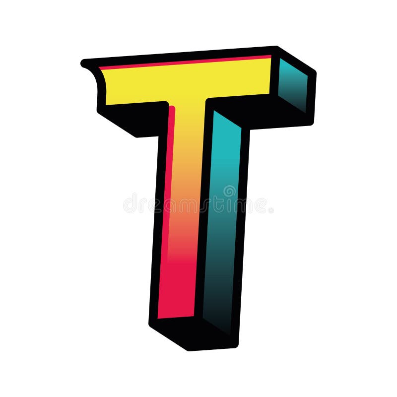3d t letter vector design stock vector. Illustration of typography ...