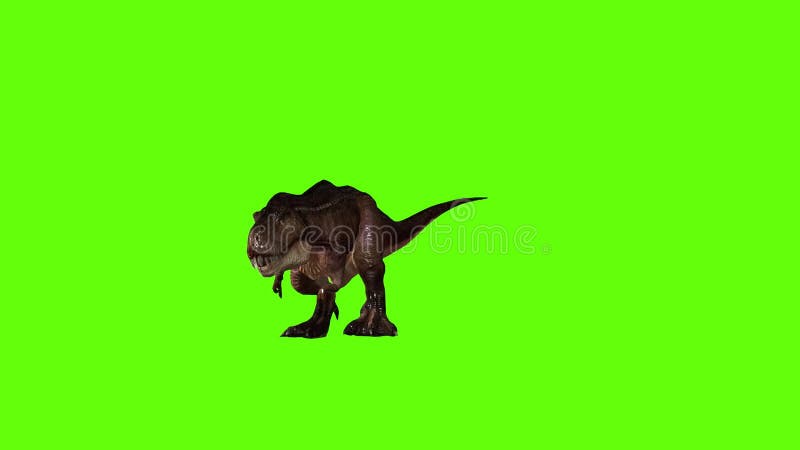 3D T-rex Dinosaur Bite Step Back Forward Green Screen Animation Stock ...