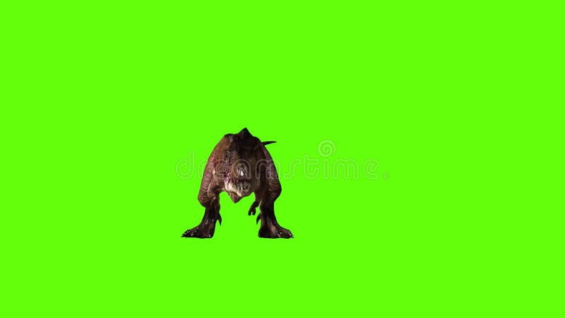 3D T-rex Dinosaur Bite Step Back Forward Green Screen Animation Stock ...