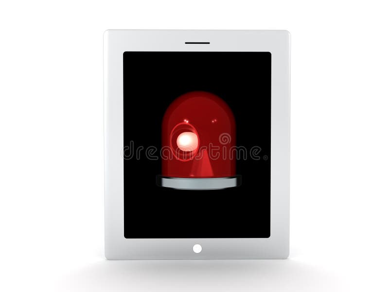 3D Tablet with Emergency Red Light on it Stock Illustration ...