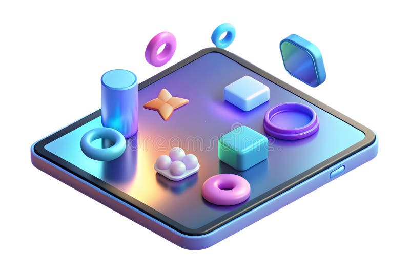 3D Tablet with Holographic Icons Concept As a Tablet Lying Flat on a ... 3D Tablet with Holographic Icons Concept As a Tablet Lying Flat on a ...