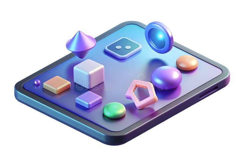 3D Tablet with Holographic Icons Concept As a Tablet Lying Flat on a ... 3D Tablet with Holographic Icons Concept As a Tablet Lying Flat on a ...