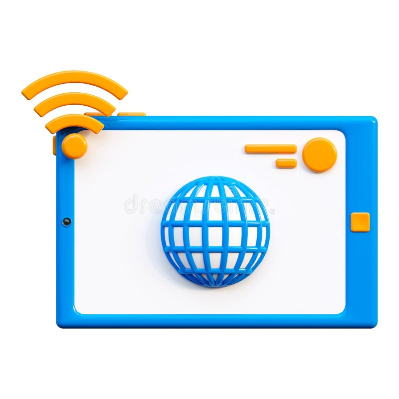 3d Tablet Icon with Internet Network Icon on Display. Stock ...