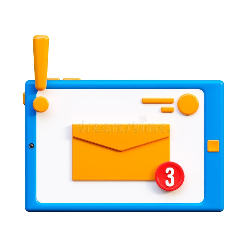 3d Tablet Icon with New Message Icon on Display. Stock Illustration ...