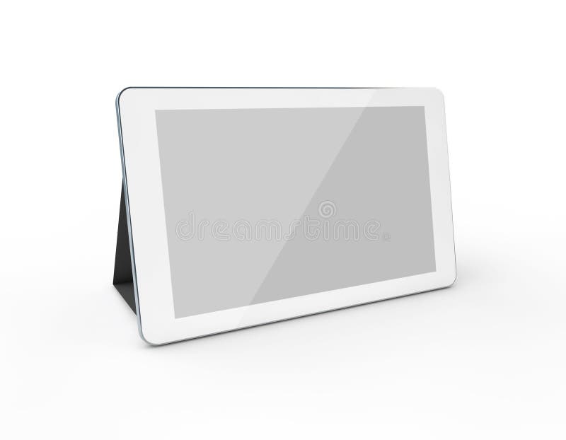 3d Tablet with Silver Screen on the White Background Stock Illustration ...