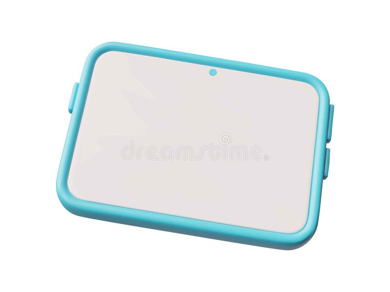 3D Tablet Vector with Blue Frame and Blank White Screen. Stock ...