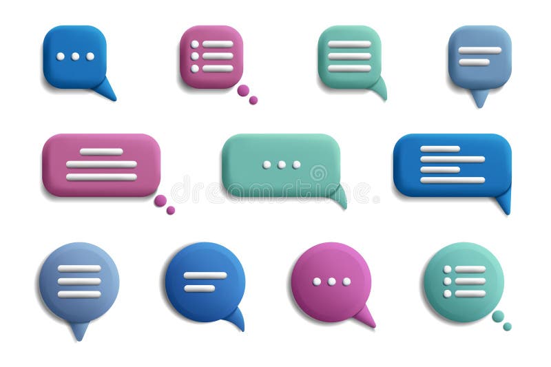 3d Talk Bubbles. Realistic Buttons for Speech and Quotes, Copy Space ...