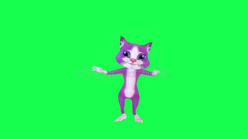 Talking Purple Cat Gets Punched from Opposite Angle on Green Screen 3D ...