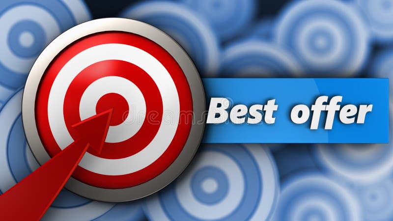 3d Target with Best Offer Sign Stock Illustration - Illustration of ...