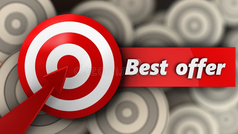 3d Target with Best Offer Sign Stock Illustration - Illustration of ...