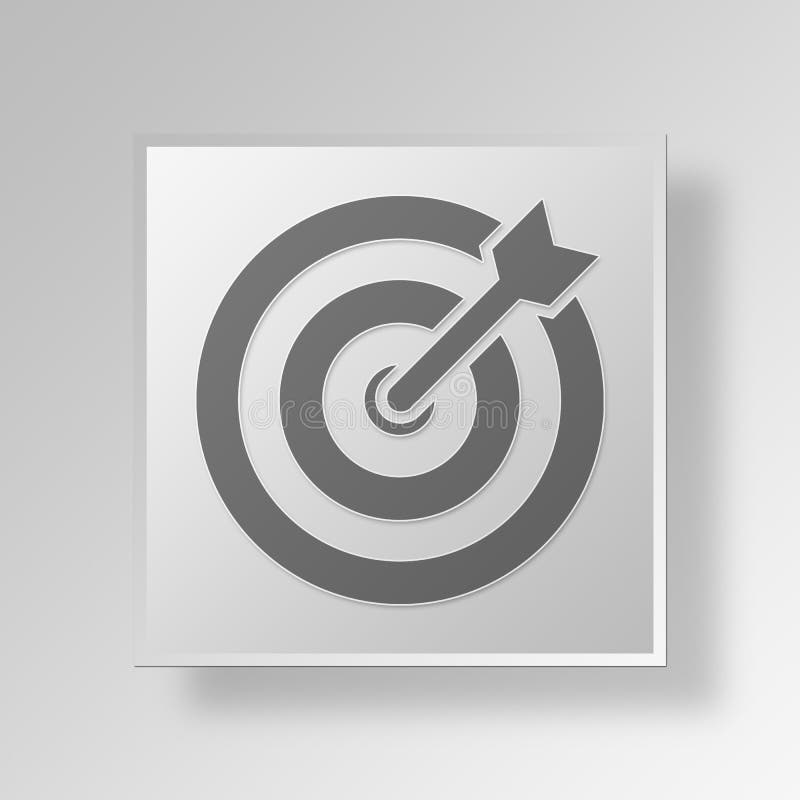 3D Target Icon Business Concept Stock Illustration - Illustration of ...