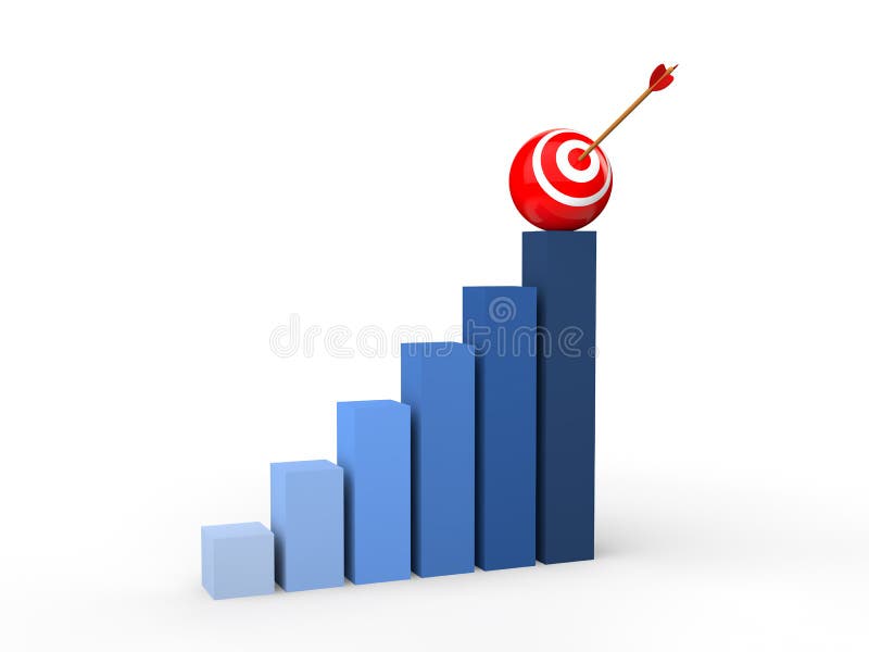 3d Target Sphere and Arrow on Progress Graph Stock Illustration ...