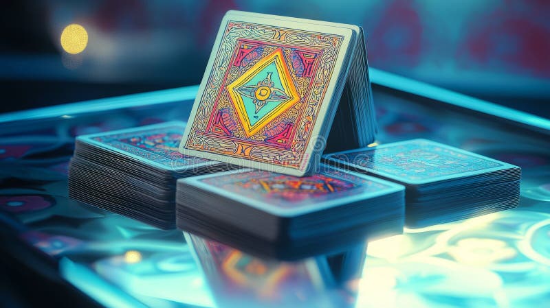 3D Tarot Cards on Mirrored Surface with Good Lighting Stock ...