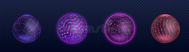 3D Tech Globes Set on Transparent Background Stock Illustration ...