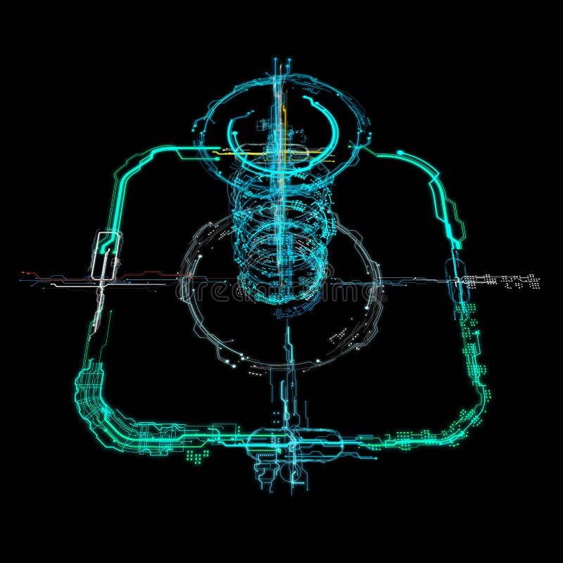 3d Tech Hologram Futuristic Interface Stock Illustration - Illustration ...