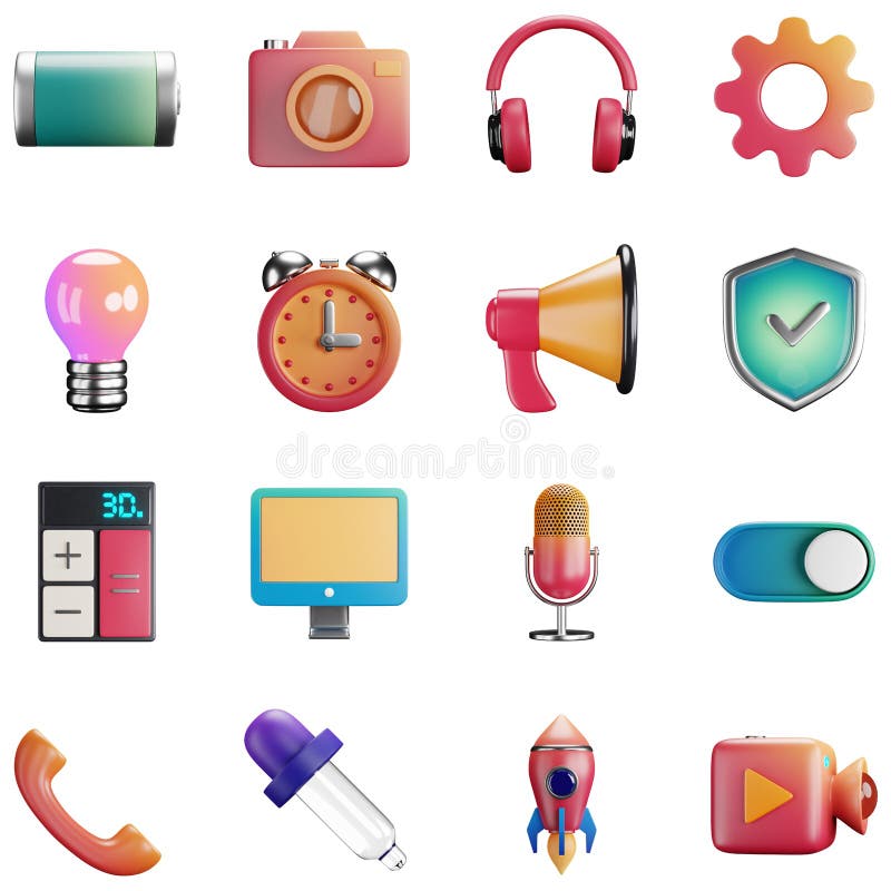 3D Tech Products Icons for Web and Social Media and User Interface ...