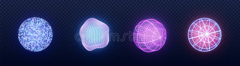 3D Tech Spheres Set on Transparent Background Stock Illustration ...