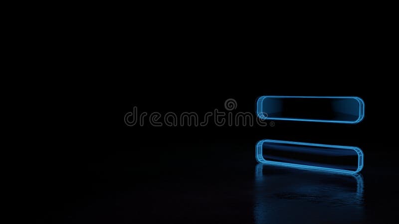 3d Glowing Wireframe Symbol of Symbol of Equals Isolated on Black ...