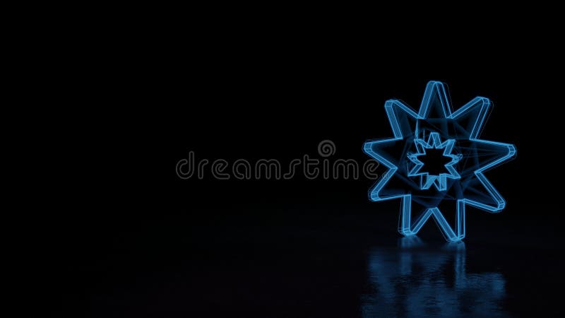 3d Glowing Wireframe Symbol of Symbol of Haykal Isolated on Black ...