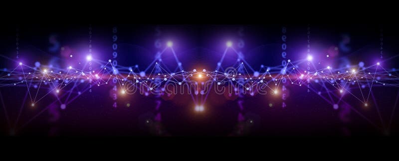 3d Technology Digital Background. Abstract Neon Cyber Lines and Grid on ...