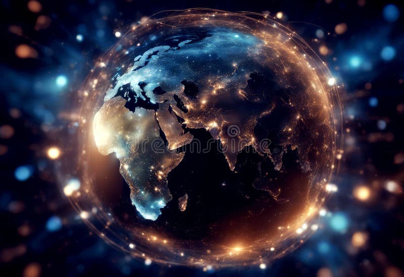 3d Technology Networking Connect Network Night Earth Virtual Space ...