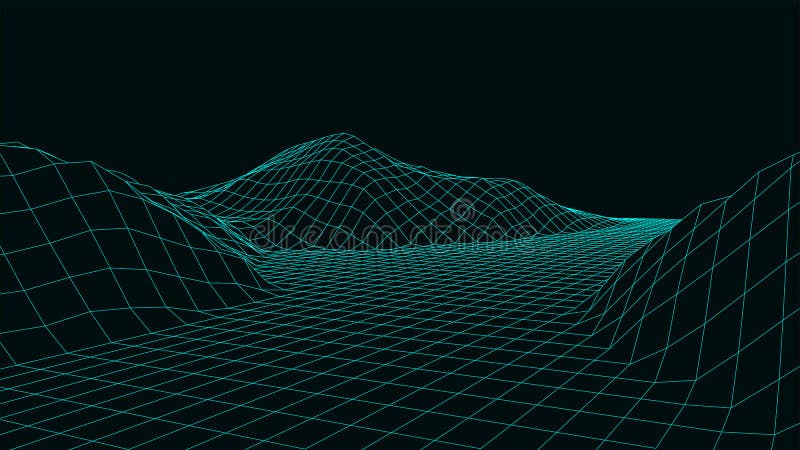 3d Technology Illustration. Abstraction. Landscape Design of Mountains ...