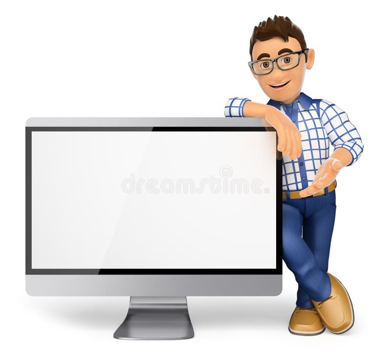 3d Man Leaning Computer Stock Illustrations – 50 3d Man Leaning ...