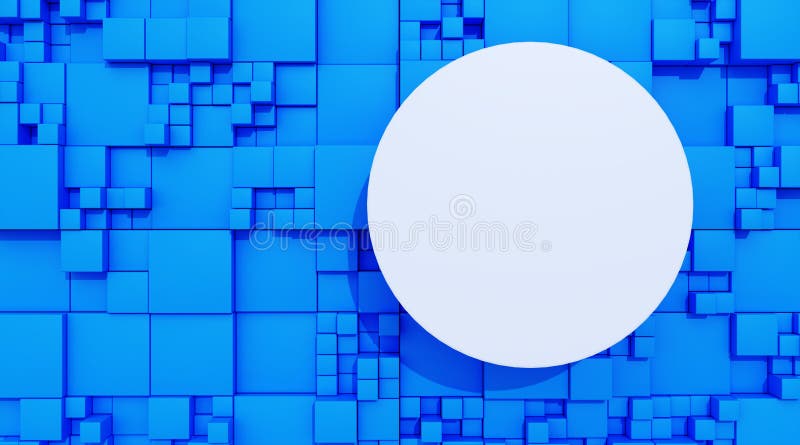 3D Template with Round Frame and a Geometric Background of White Cubes ...