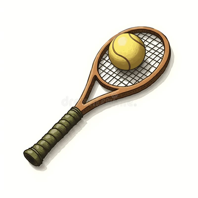 3D Tennis Racket with Ball on Top Stock Illustration - Illustration of ...