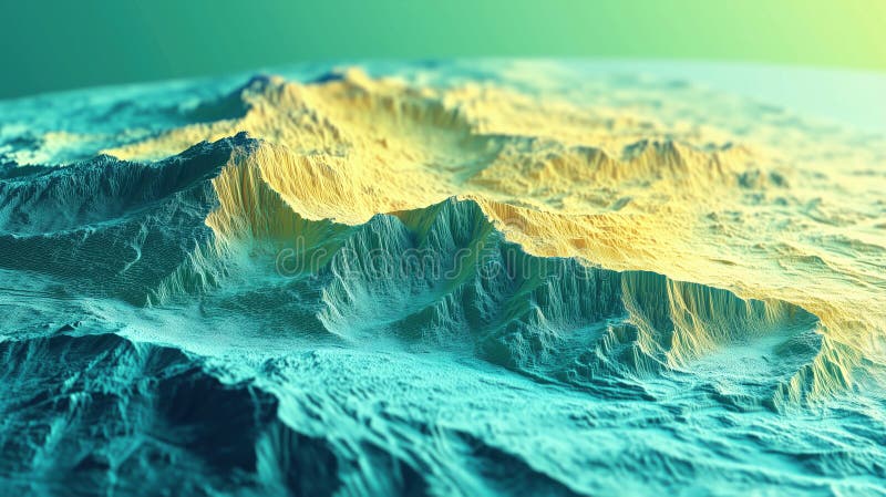 3D Terrain Model Showcasing Mountains, Valleys, and Topographical ...