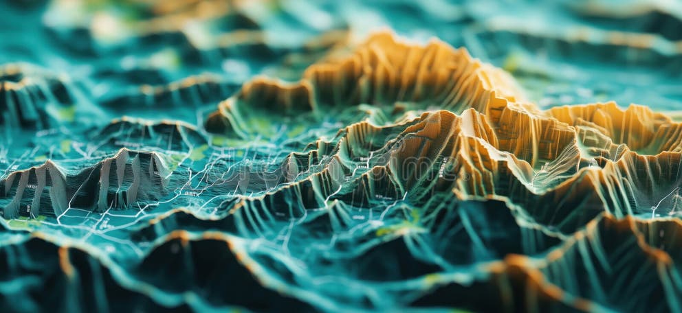 3D Terrain Model Visualization of Mountainous Landscape with Detailed ...