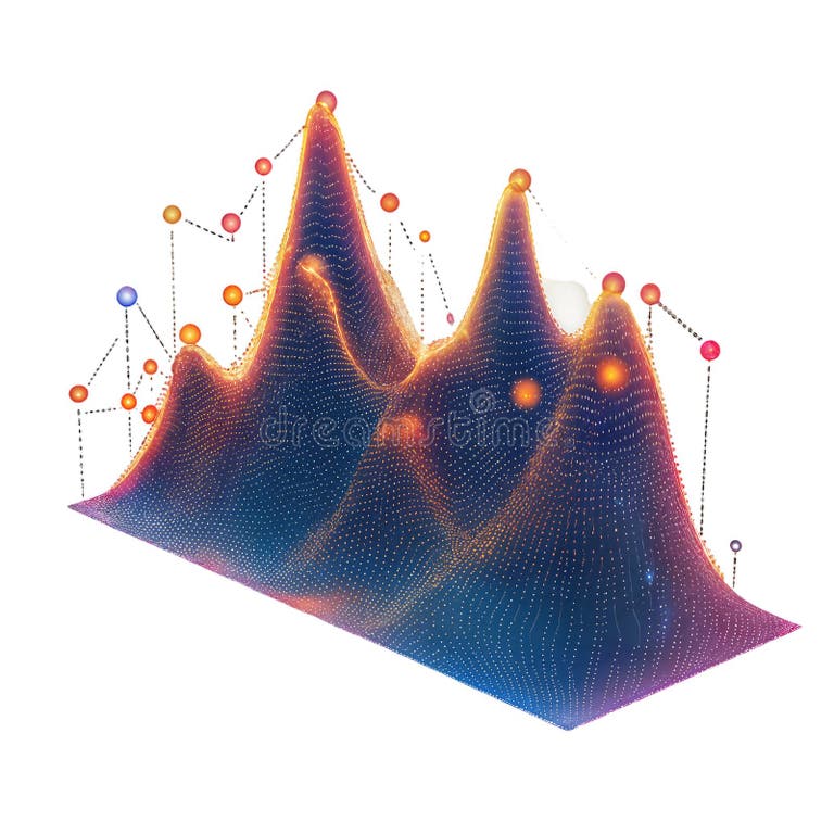 3D Terrain Visualization Showing Peaks and Valleys with Colorful ...