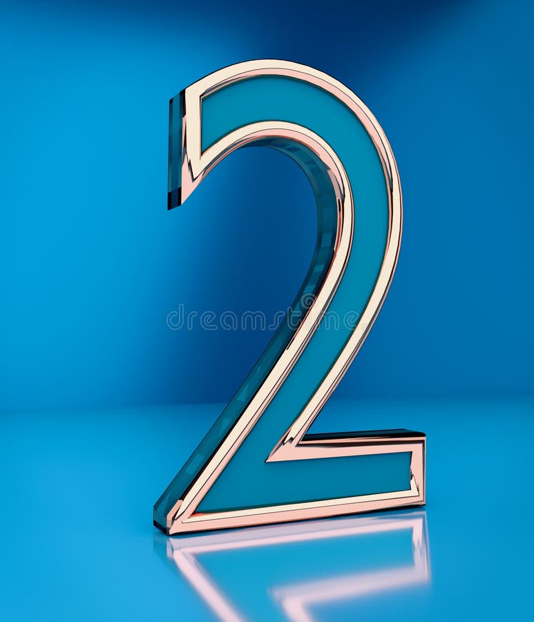 3d Teruggegeven Nummer Twee Stock Illustratie - Illustration of blauw ...