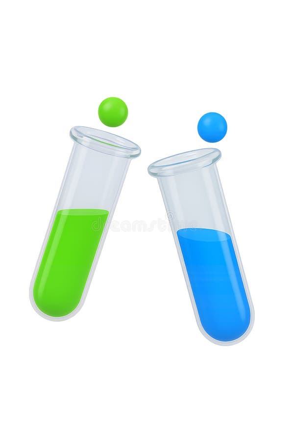 3D Test Tubes with Colored Liquids and Floating Spheres Stock ...