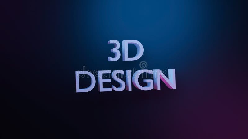 3D Text 3D Design on a Black Background with Blue and Pink Backlight As ...