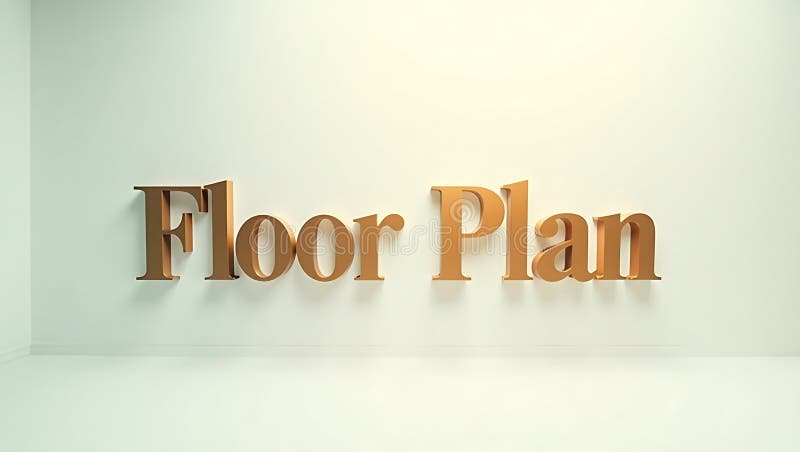 3D Text Design of Floor Plan Displayed on a Light Background Stock ...