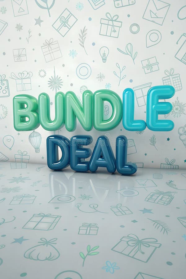3D Text Displaying Bundle Deal in Vibrant Blue on a Patterned ...