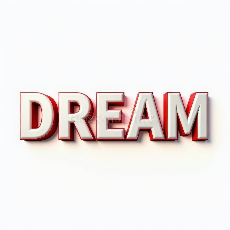 3D Text DREAM with a Red Outline on a White Background. Stock ...