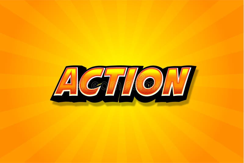 3D Text Effect, Action Word on Yellow Gradient Background Stock ...