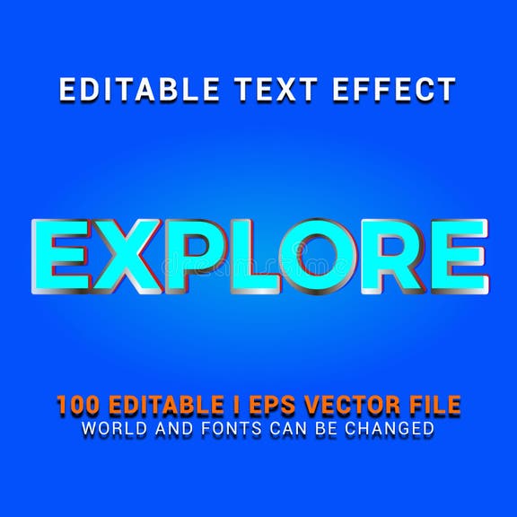 3d Text Effect Explore with Blue Background Stock Vector - Illustration ...