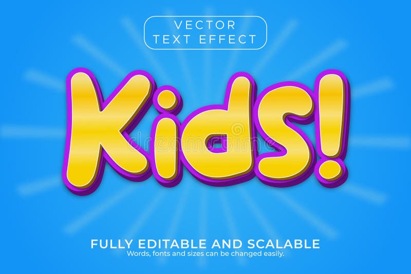 3d Text Effect Kids with Sky-blue Background Stock Vector ...