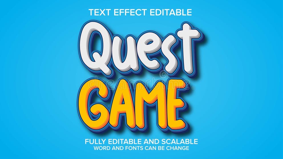 3d Text Effect Quest Game Vector Editable Stock Vector - Illustration ...
