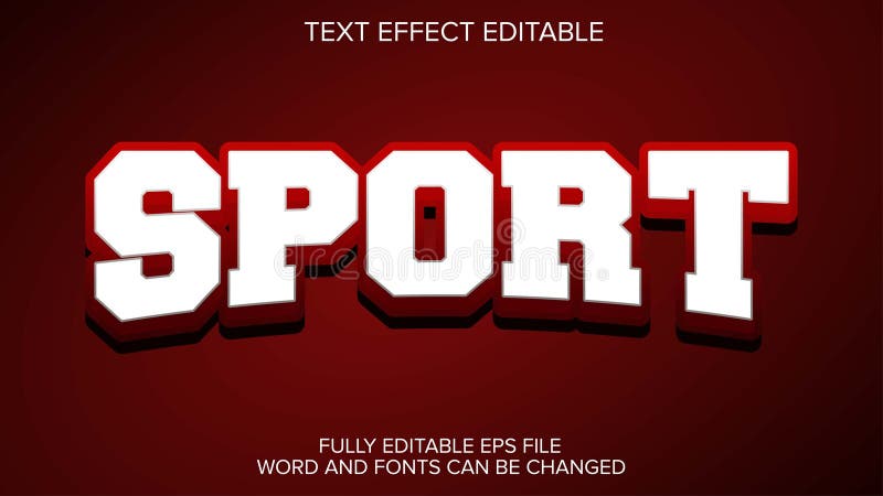 3D Text Effect Sport Game Vector Editable Stock Vector - Illustration ...